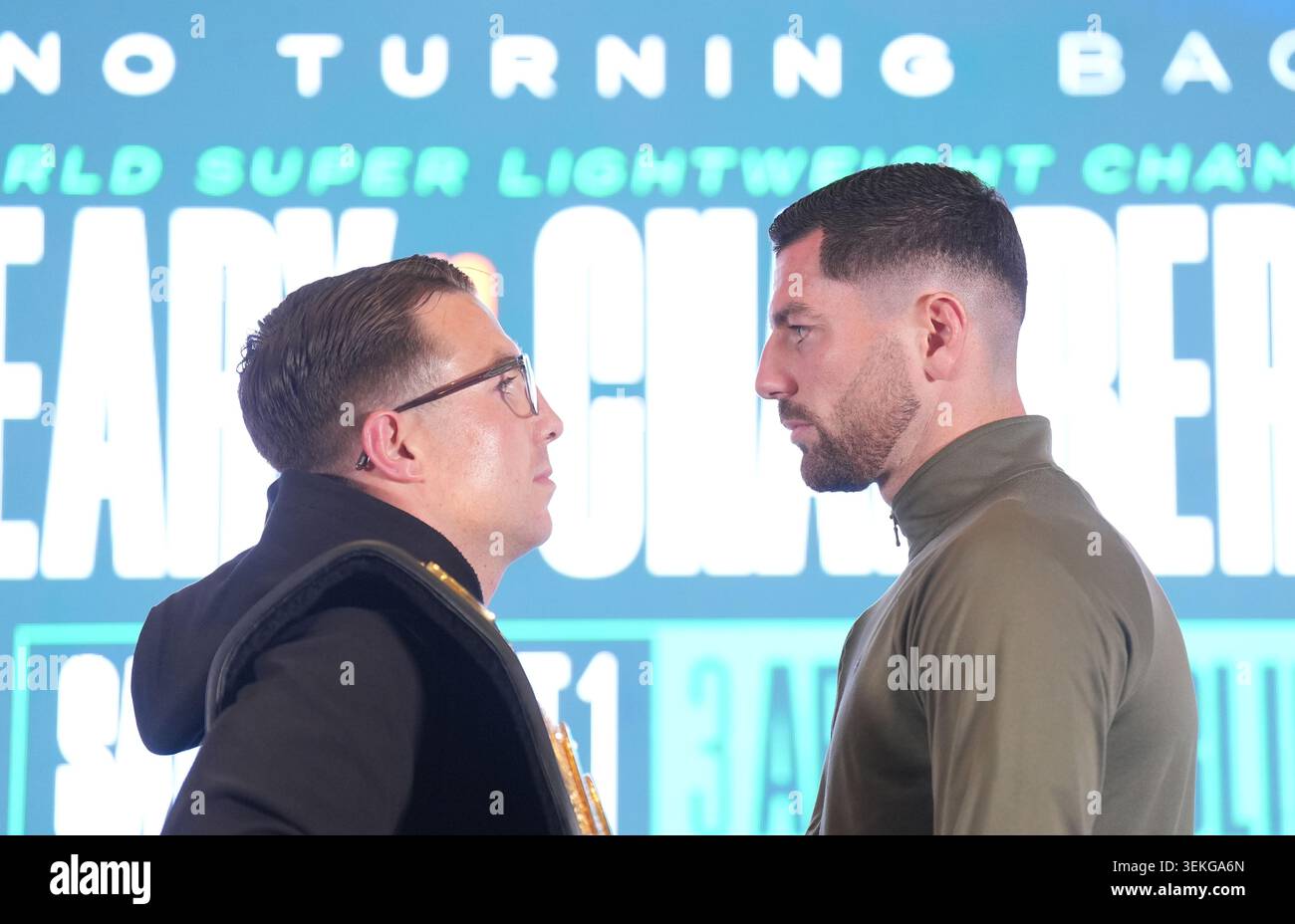 Pierce O'Leary and Mark Chamberlain face off during a press conference ...