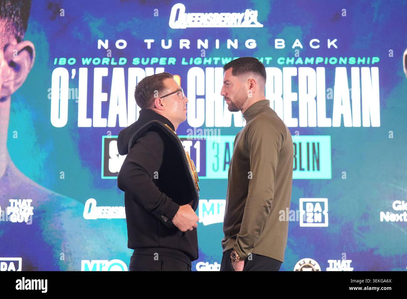 Pierce O'Leary and Mark Chamberlain face off during a press conference ...