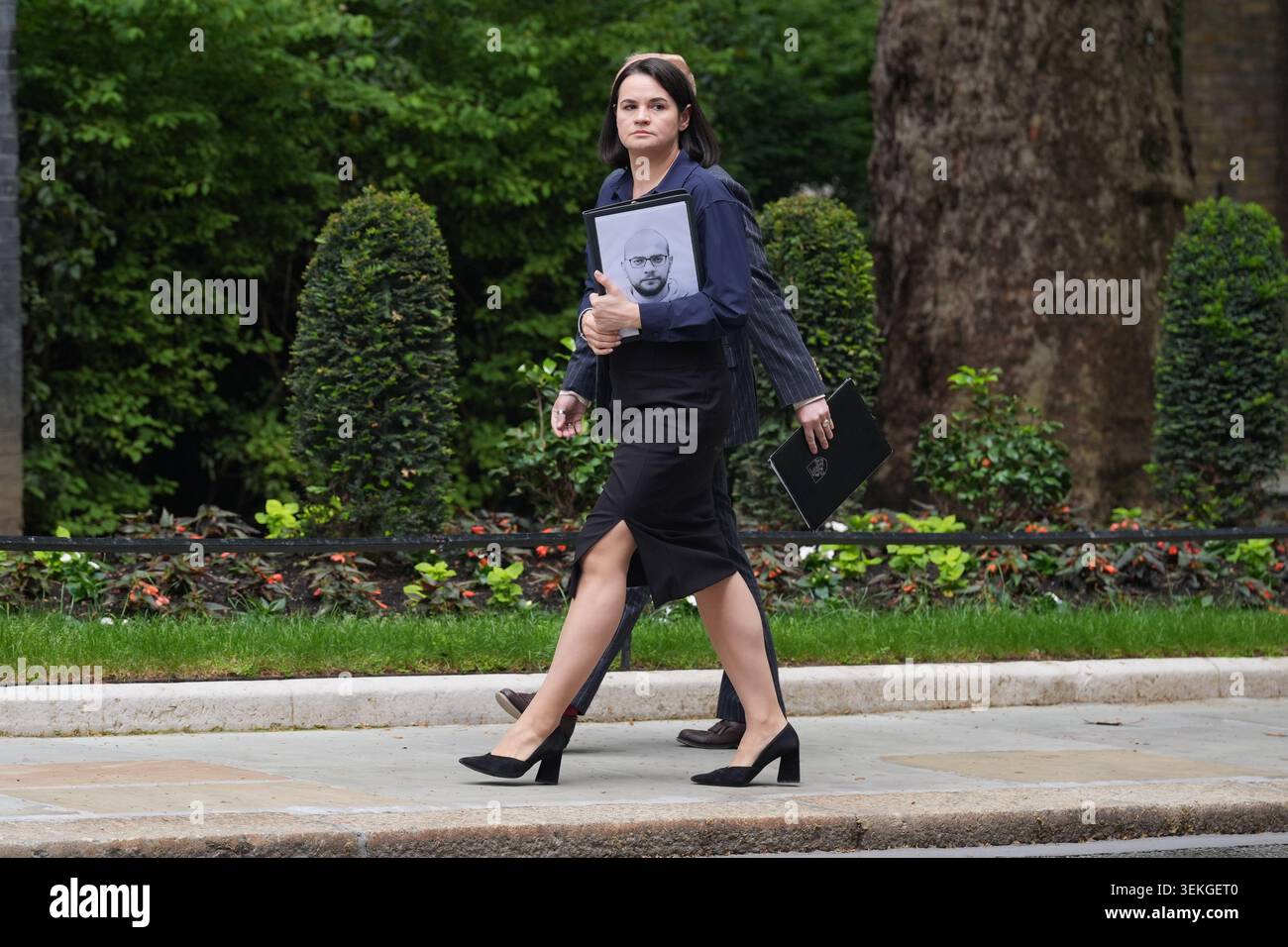 Belarus opposition leader Sviatlana Tsikhanouskaya arrives in Downing ...
