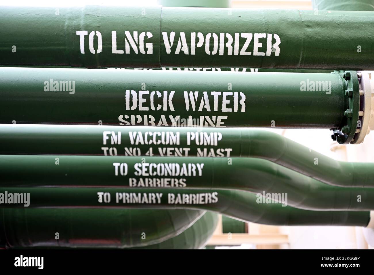 PRODUCTION - 12 May 2026, Spain, Ferrol: Pipes on the deck of the LNG ...