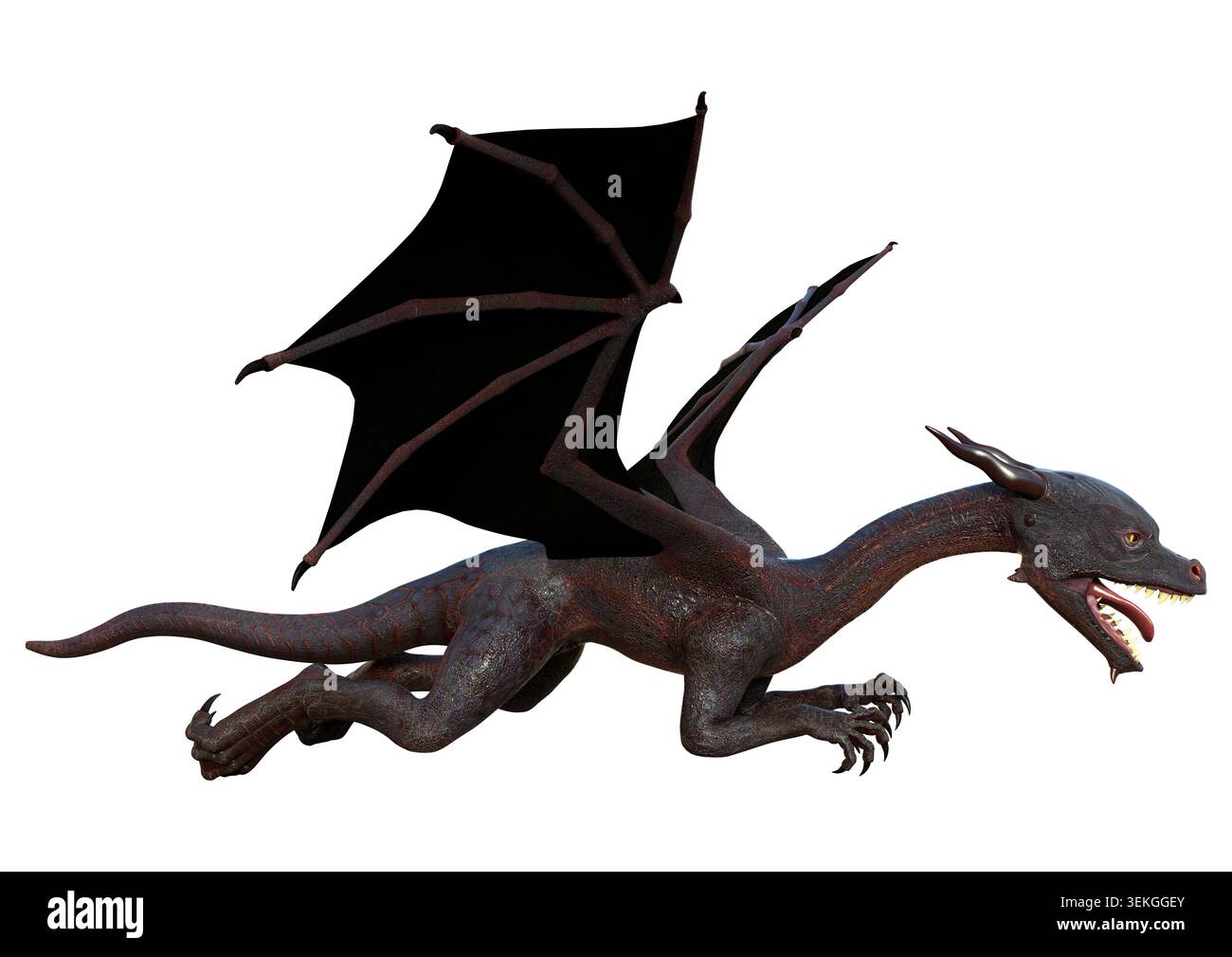 3D rendering of a fantasy dragon isolated on white background Stock ...