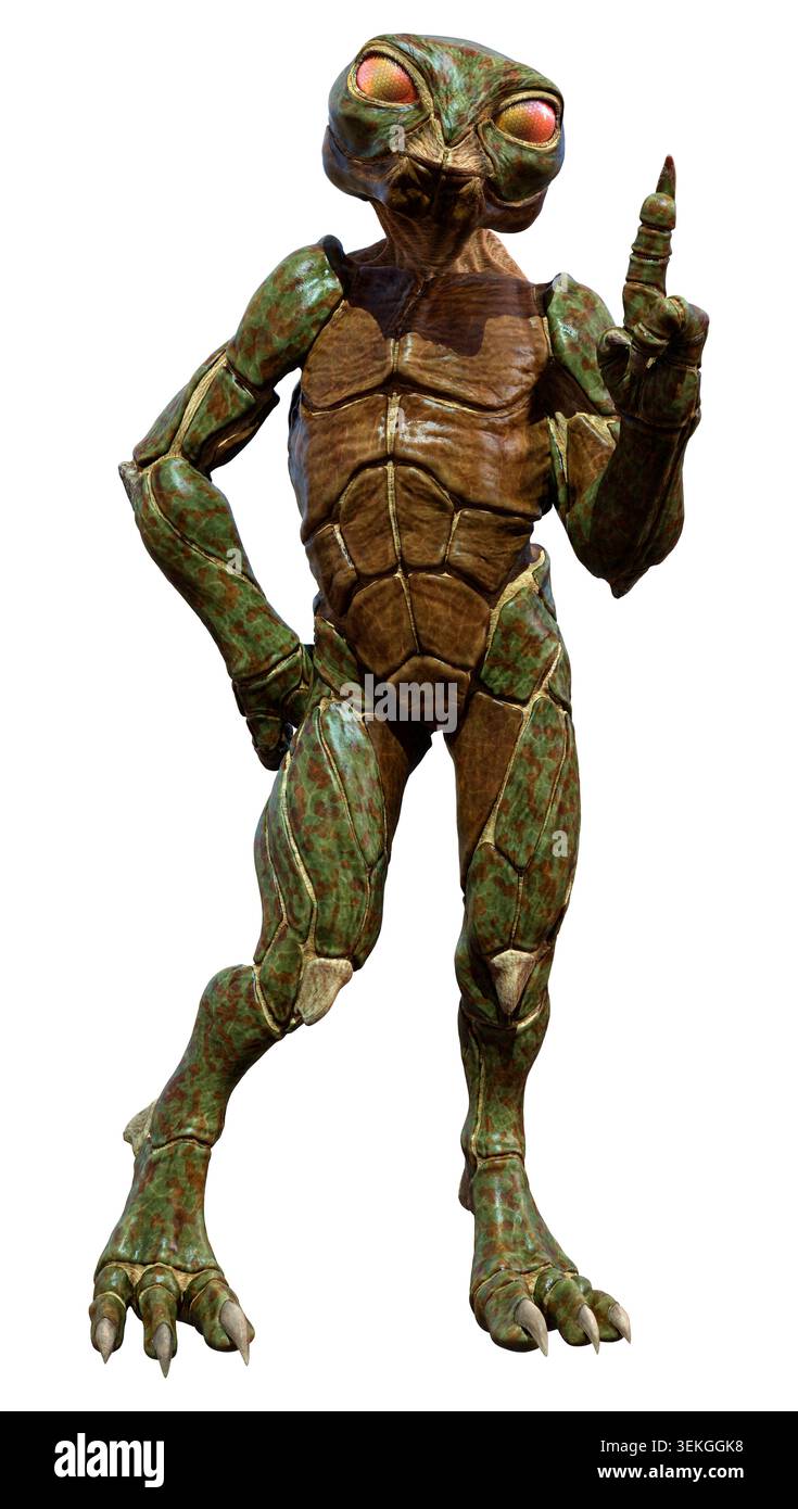 3D rendering of a green alien isolated on white background Stock Photo ...