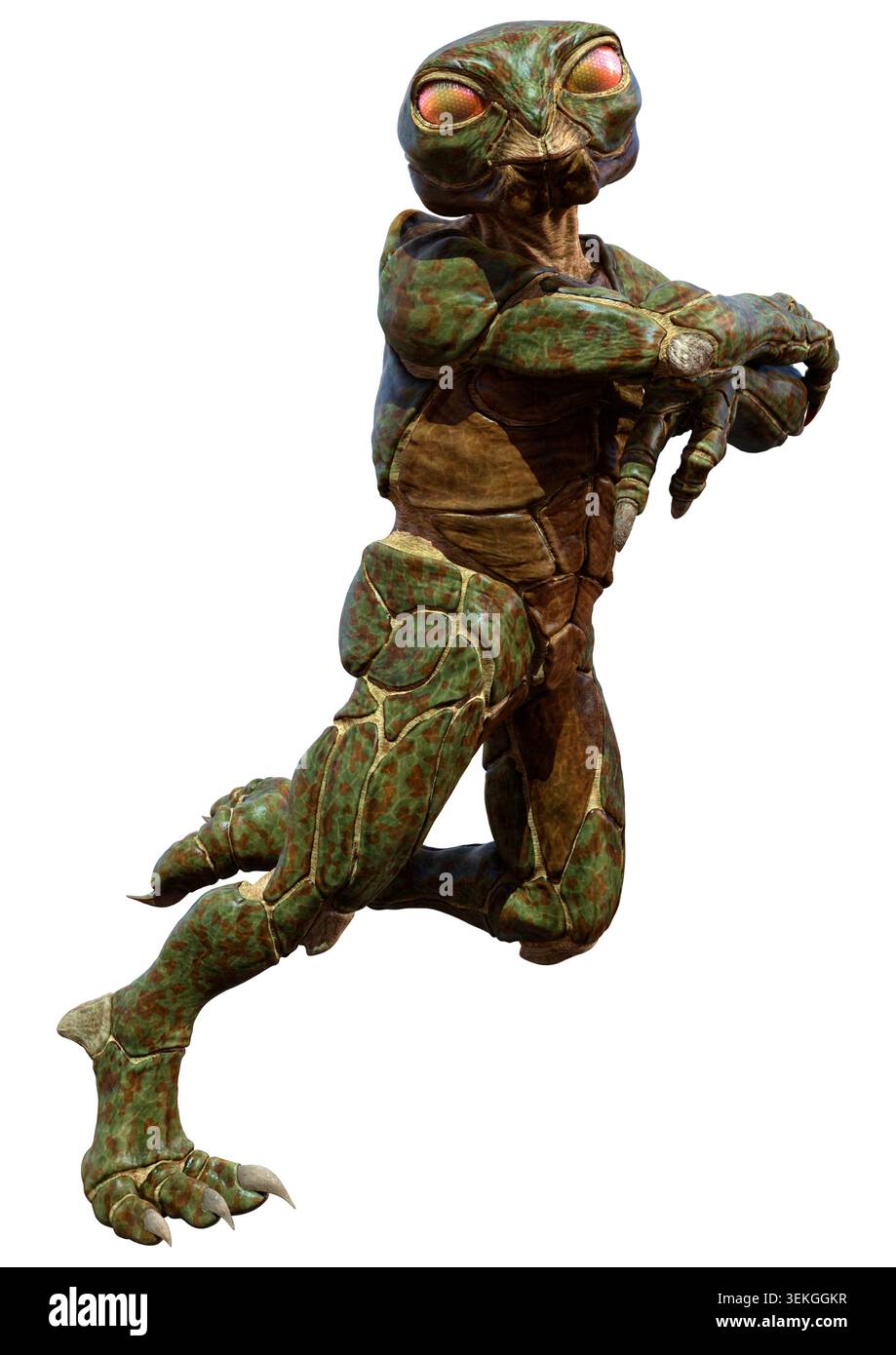 3D rendering of a green alien isolated on white background Stock Photo ...