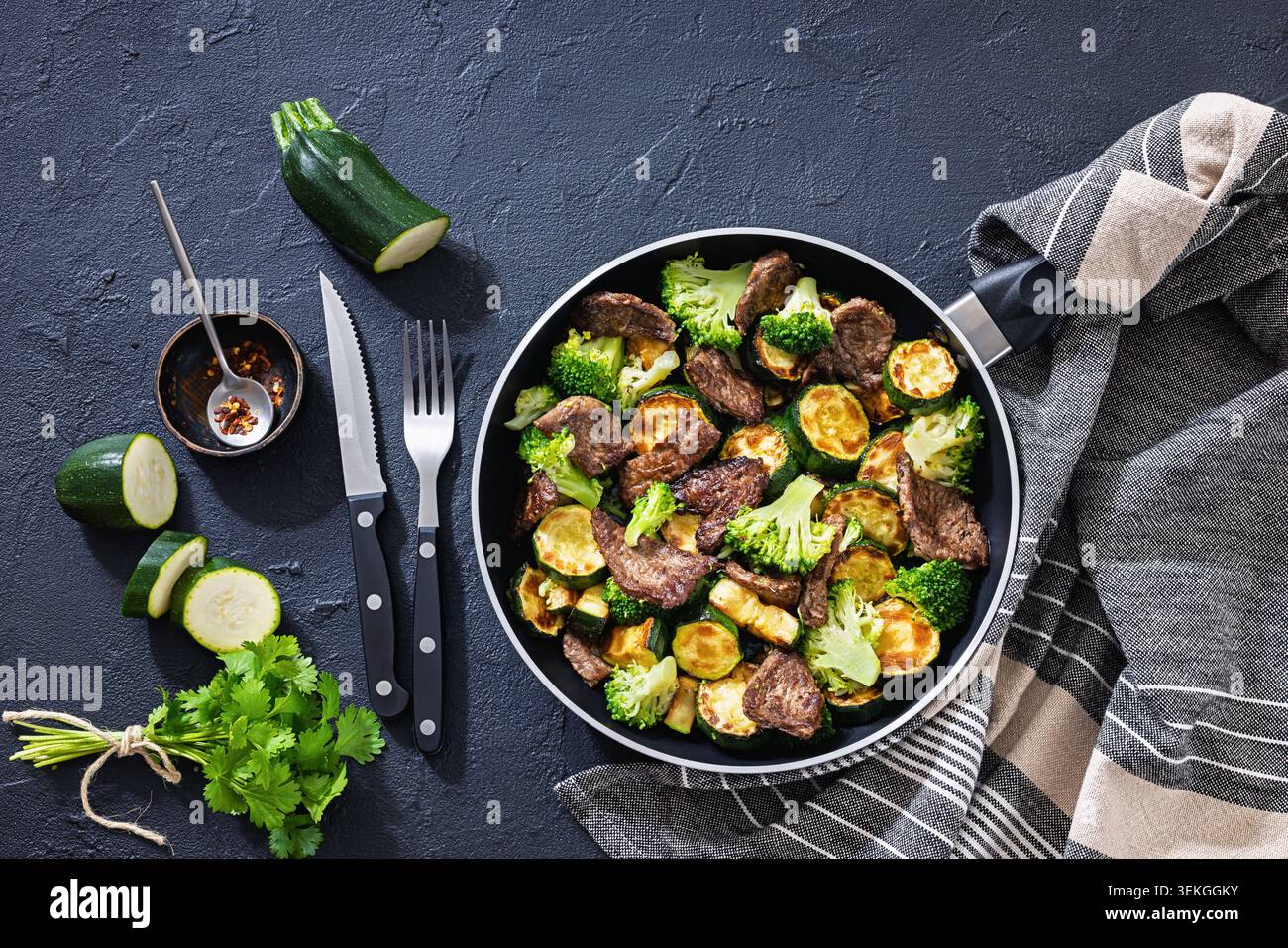 Keto Beef Stir Fry with Green Vegetables including broccoli and ...