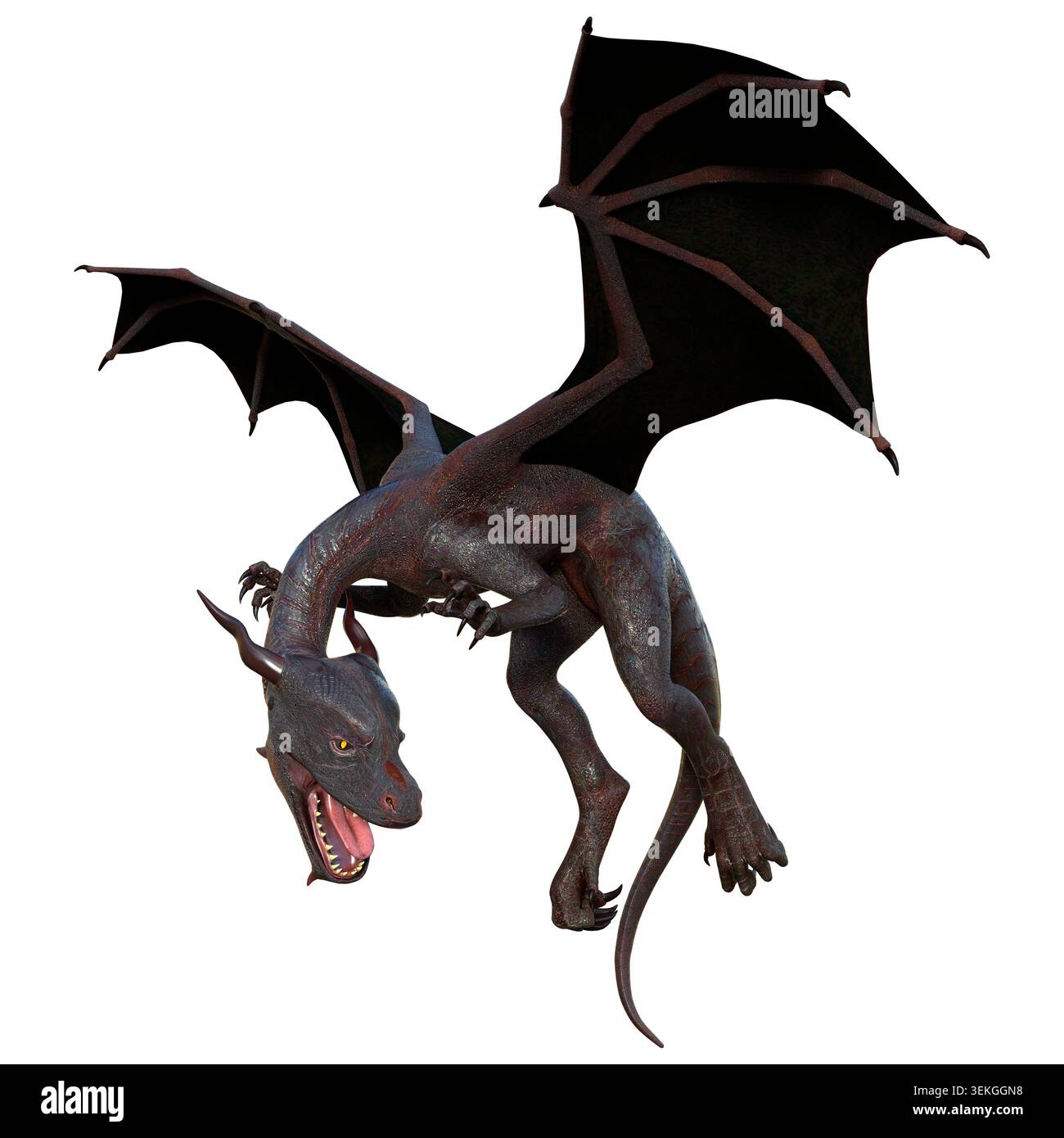 3D rendering of a fantasy dragon isolated on white background Stock ...