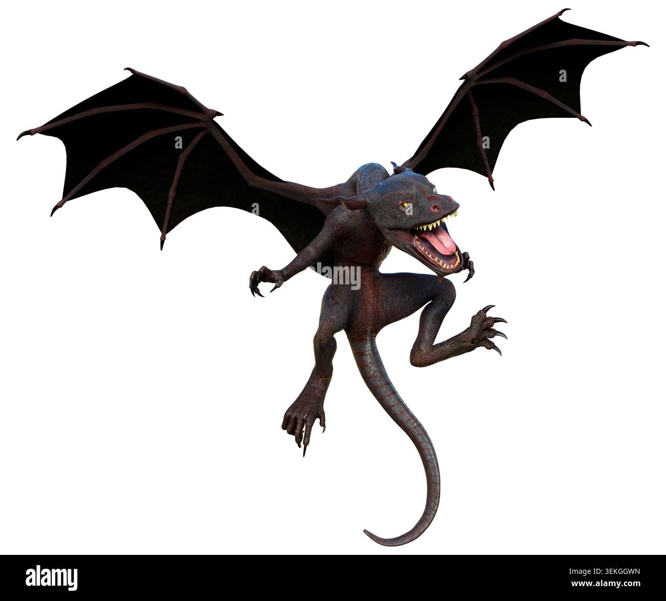 3D rendering of a fantasy dragon isolated on white background Stock ...