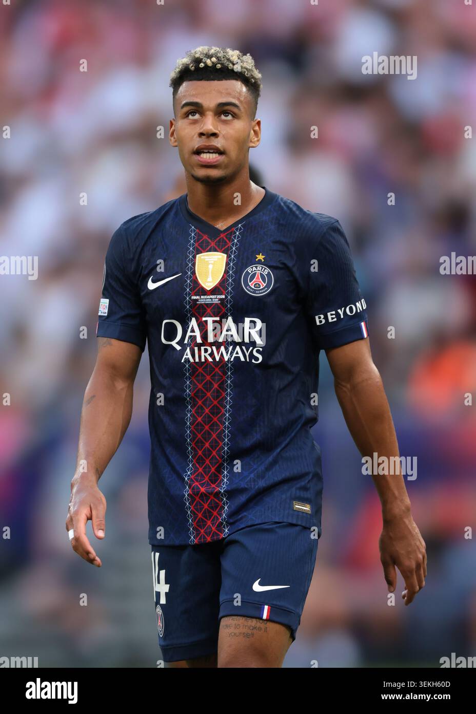 Budapest, Hungary, 30th May 2026. Desire Doue of PSG reacts during the ...