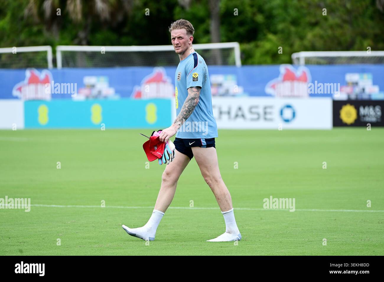England goalkeeper Jordan Pickford during a training session at Palm ...