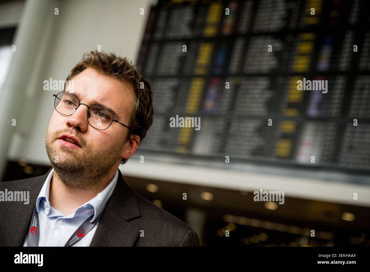 Quentin Mertens pictured during a strike action of Belgian air traffic ...