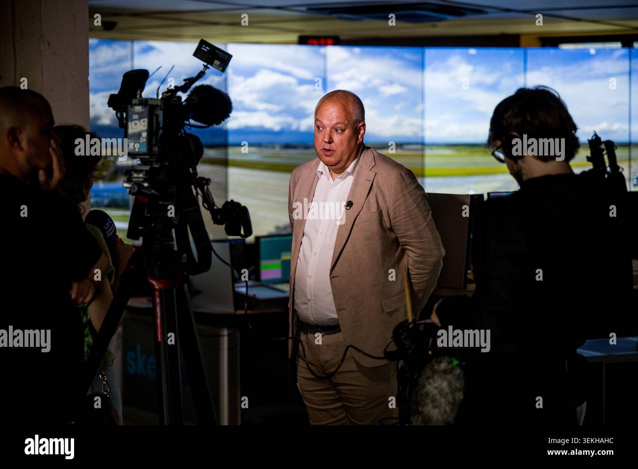 Spokesperson Kurt Verwilligen pictured during the air traffic control ...
