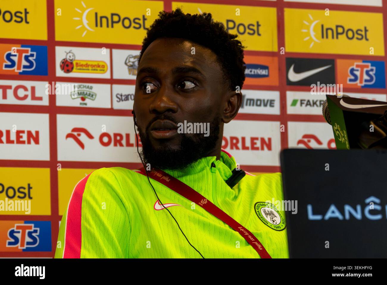 Warsaw, Poland. 2 June 2026. WILFRED NDIDI of NIGERIA seen during press ...