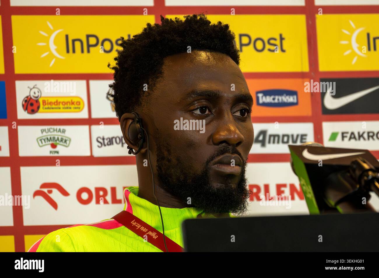 Warsaw, Poland. 2 June 2026. WILFRED NDIDI of NIGERIA seen during press ...