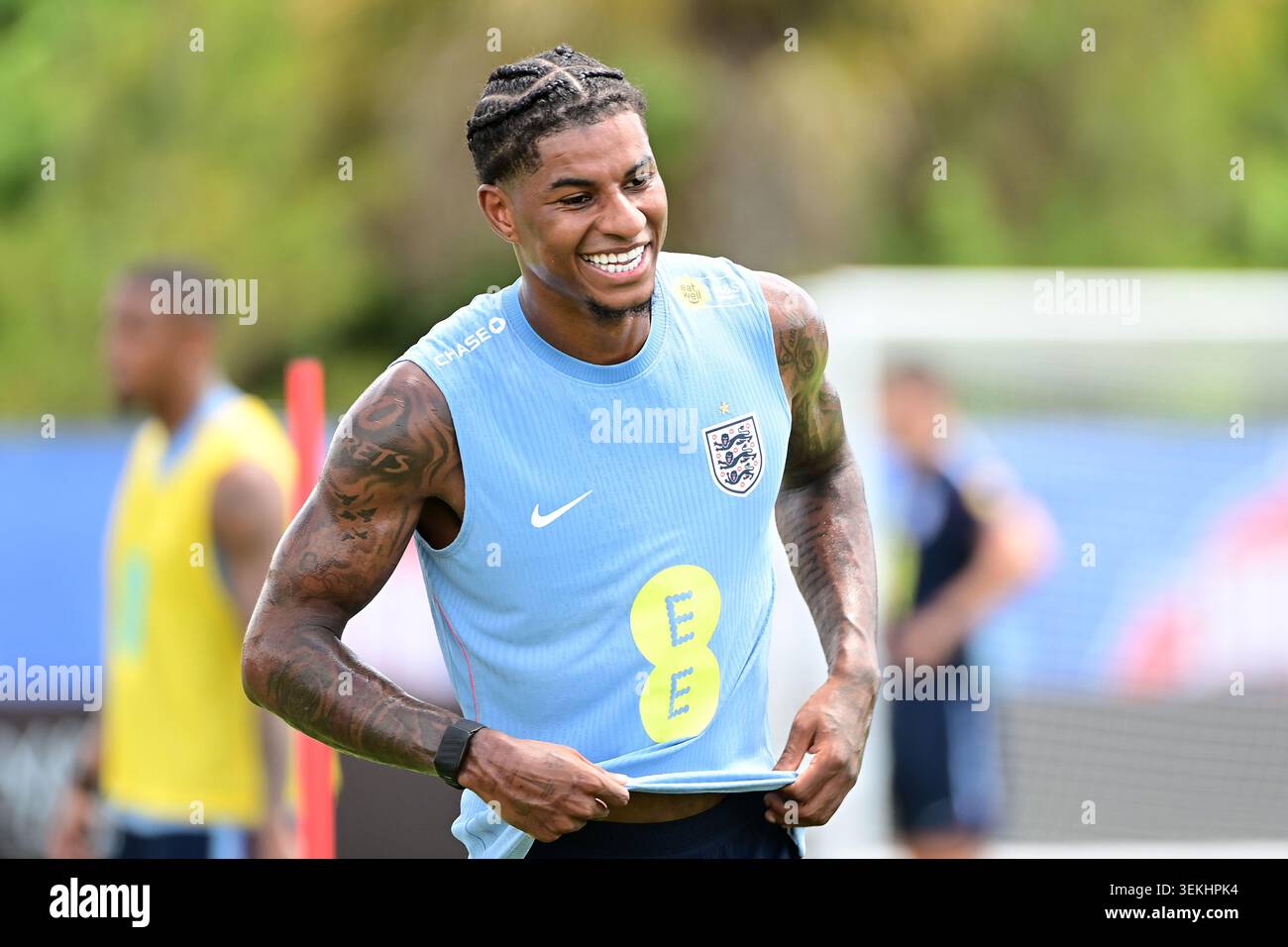England's Marcus Rashford during a training session at Palm Beach ...
