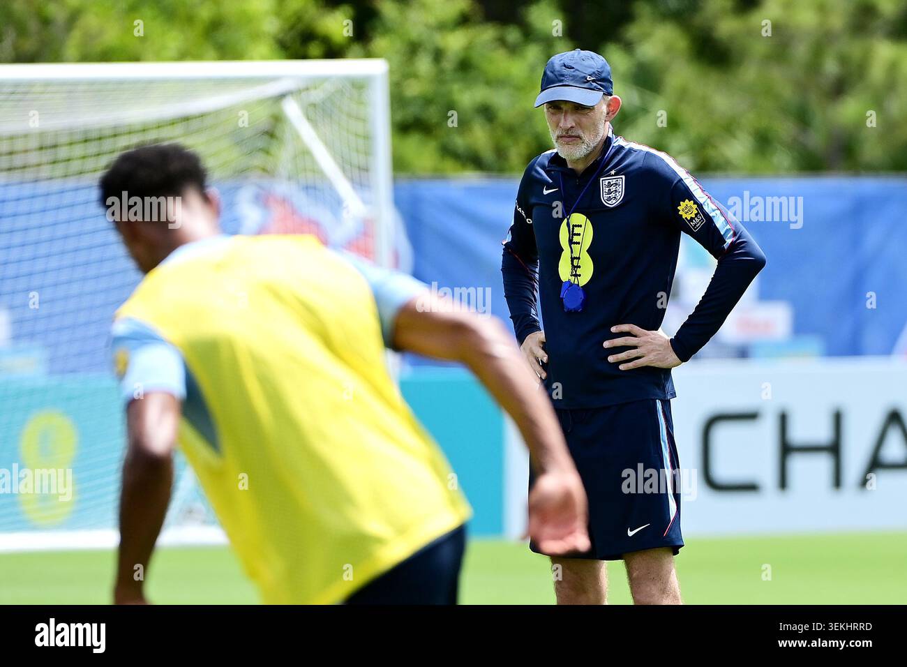 England head coach Thomas Tuchel during a training session at Palm ...