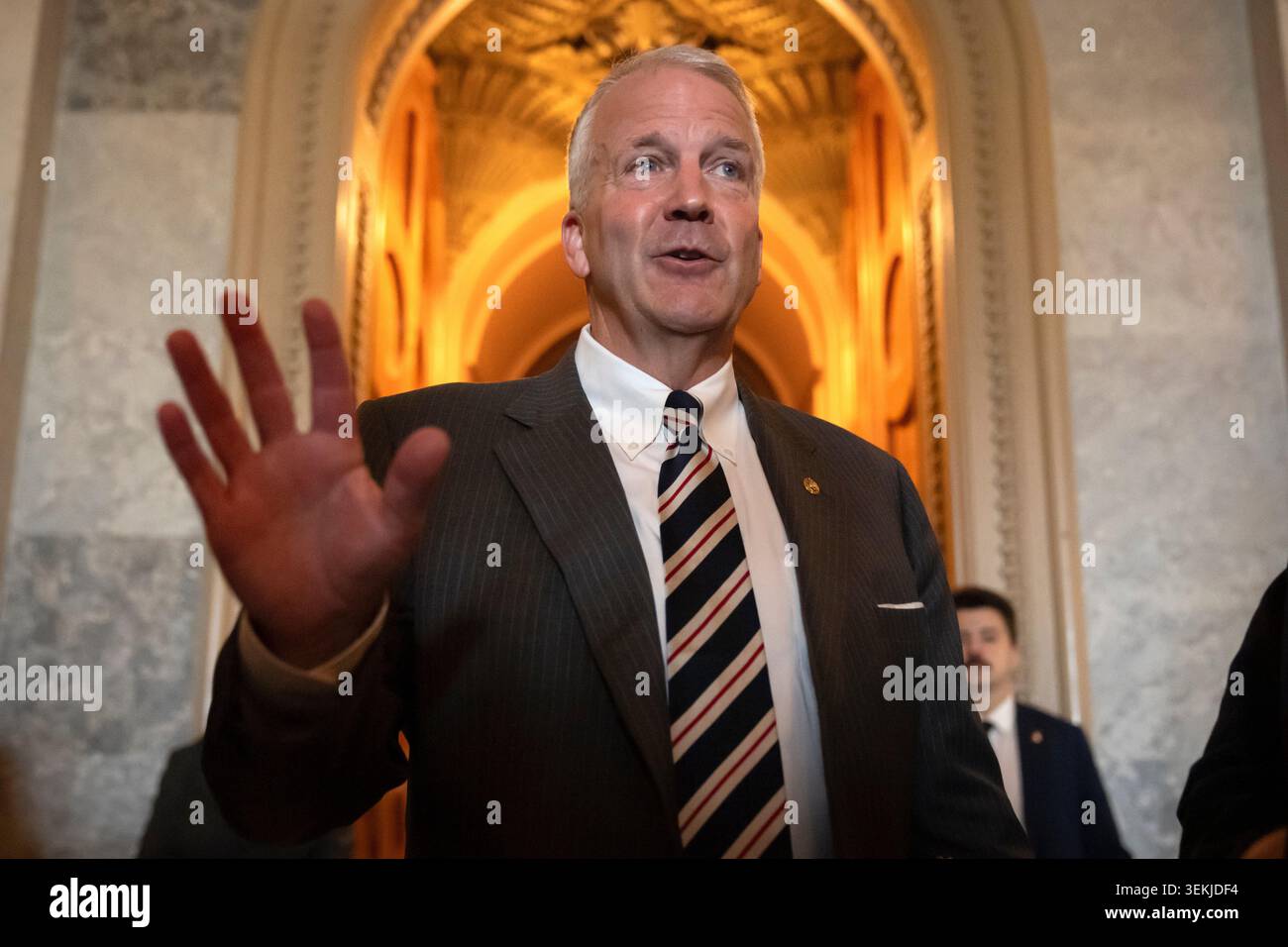 FILE - Sen. Dan Sullivan, R-Alaska, speaks to reporters at the Capitol ...