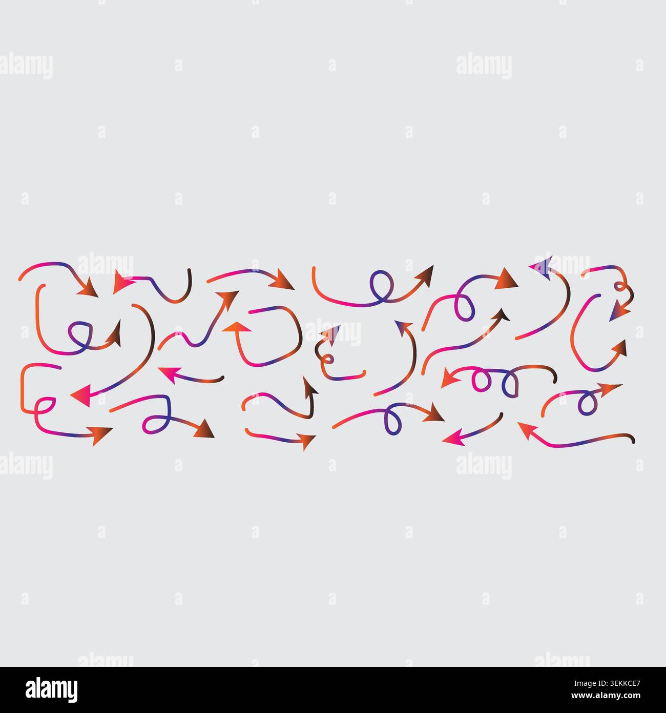 Hand Drawn Curved Arrow Collection Vector Illustration with Colorful ...