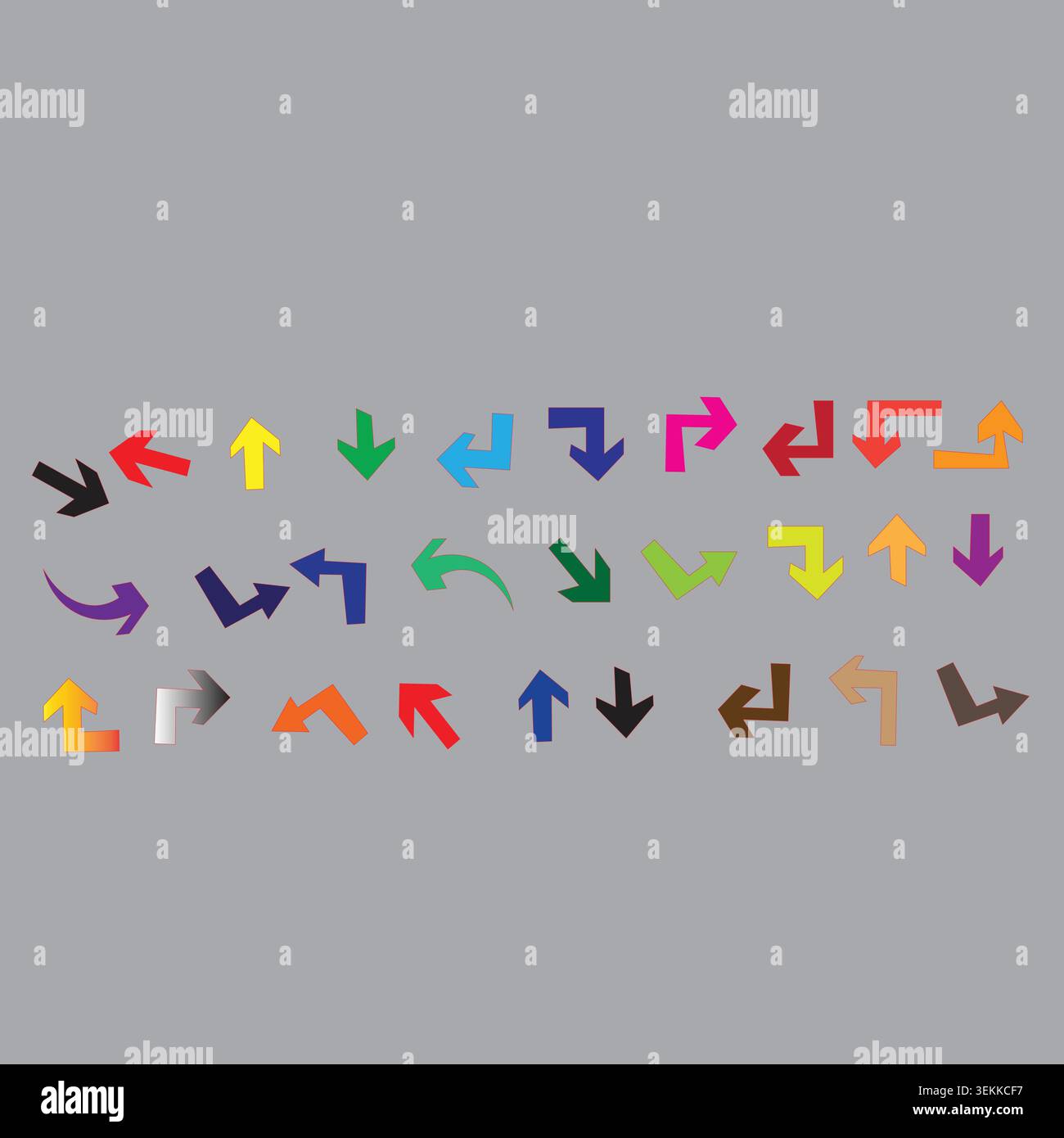 Colorful Curved Arrow Icons Set Vector Illustration Isolated on Gray ...