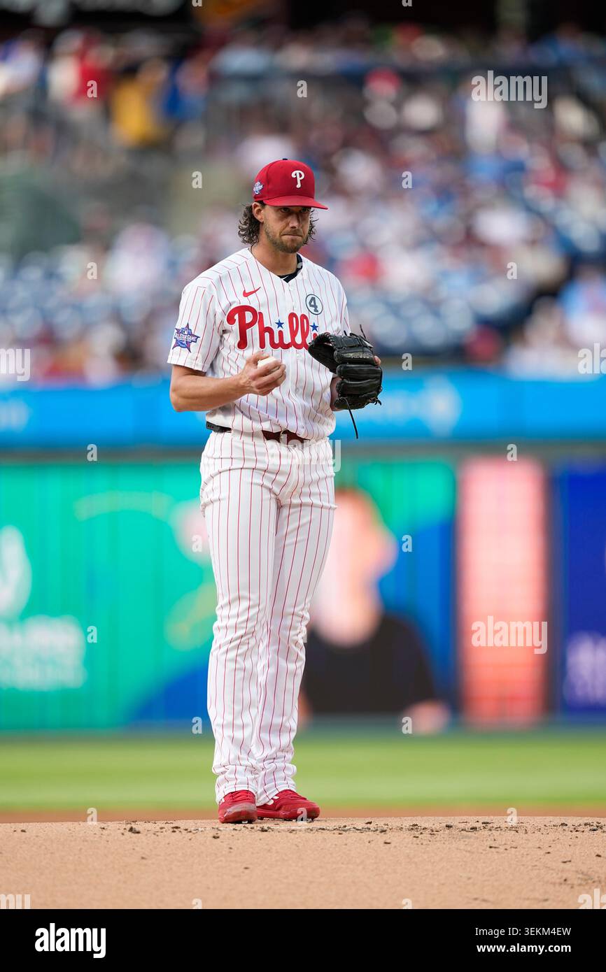 Philadelphia Phillies' Aaron Nola plays during a baseball game Tuesday ...