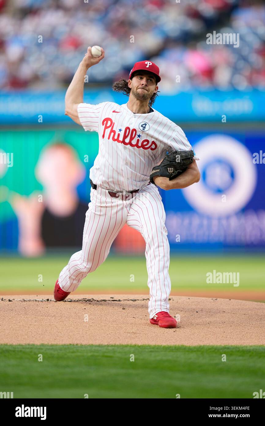 Philadelphia Phillies' Aaron Nola plays during a baseball game Tuesday ...