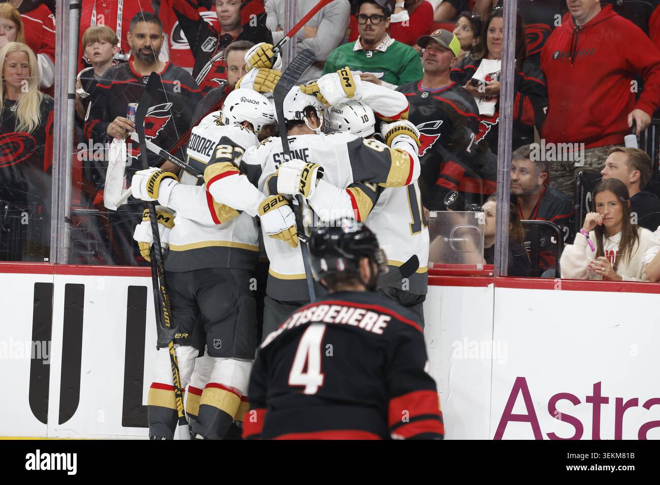 Vegas Golden Knights celebrate a goal by Tomas Hertl, during the third ...