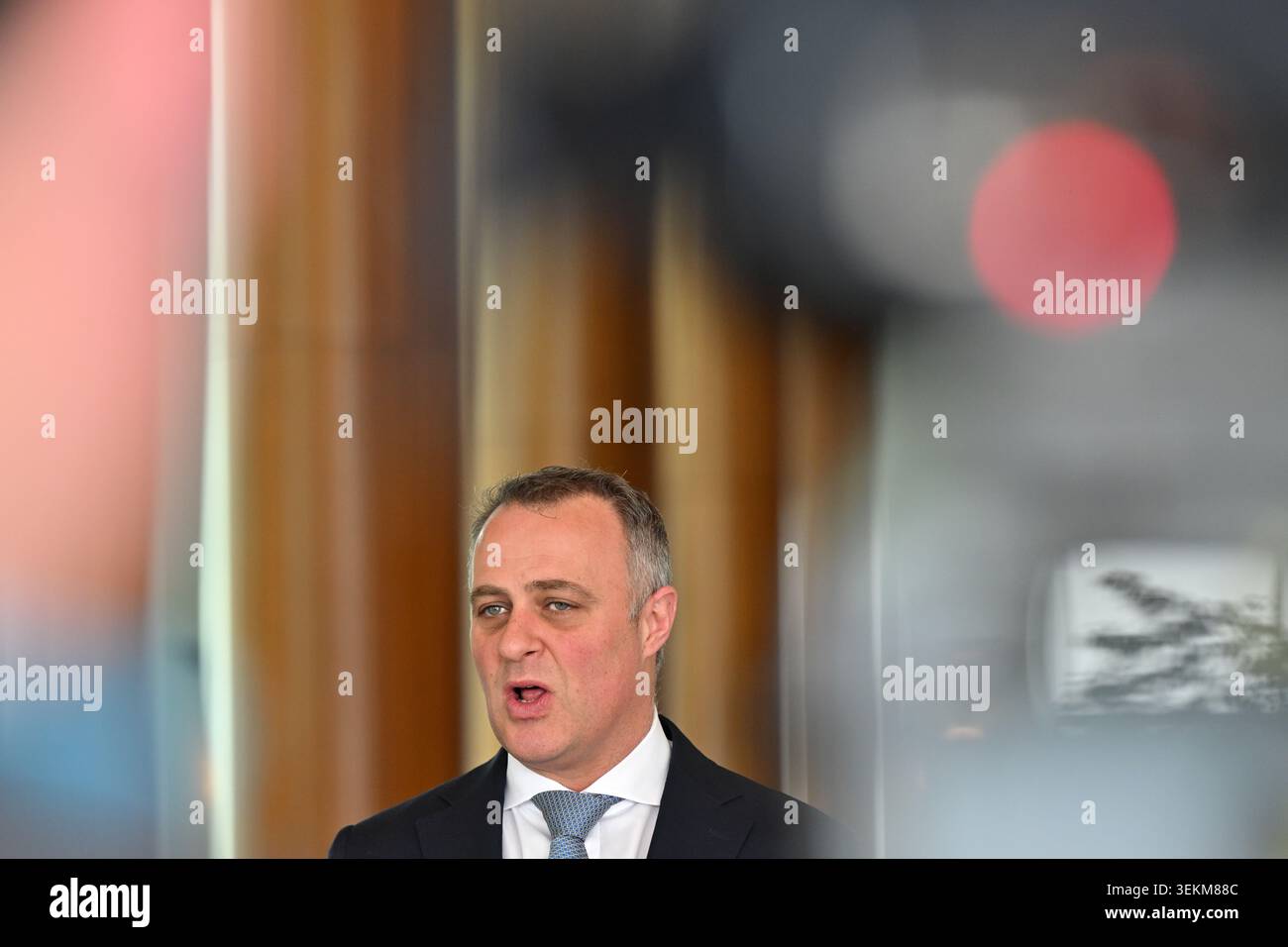 Shadow Treasurer Tim Wilson at a press conference at Parliament House ...