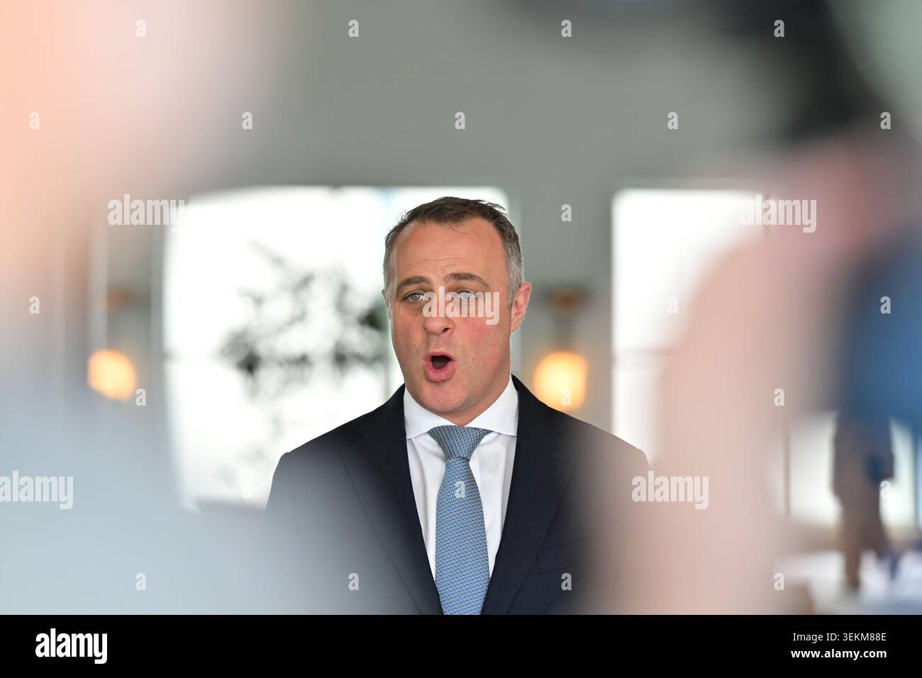 Shadow Treasurer Tim Wilson at a press conference at Parliament House ...