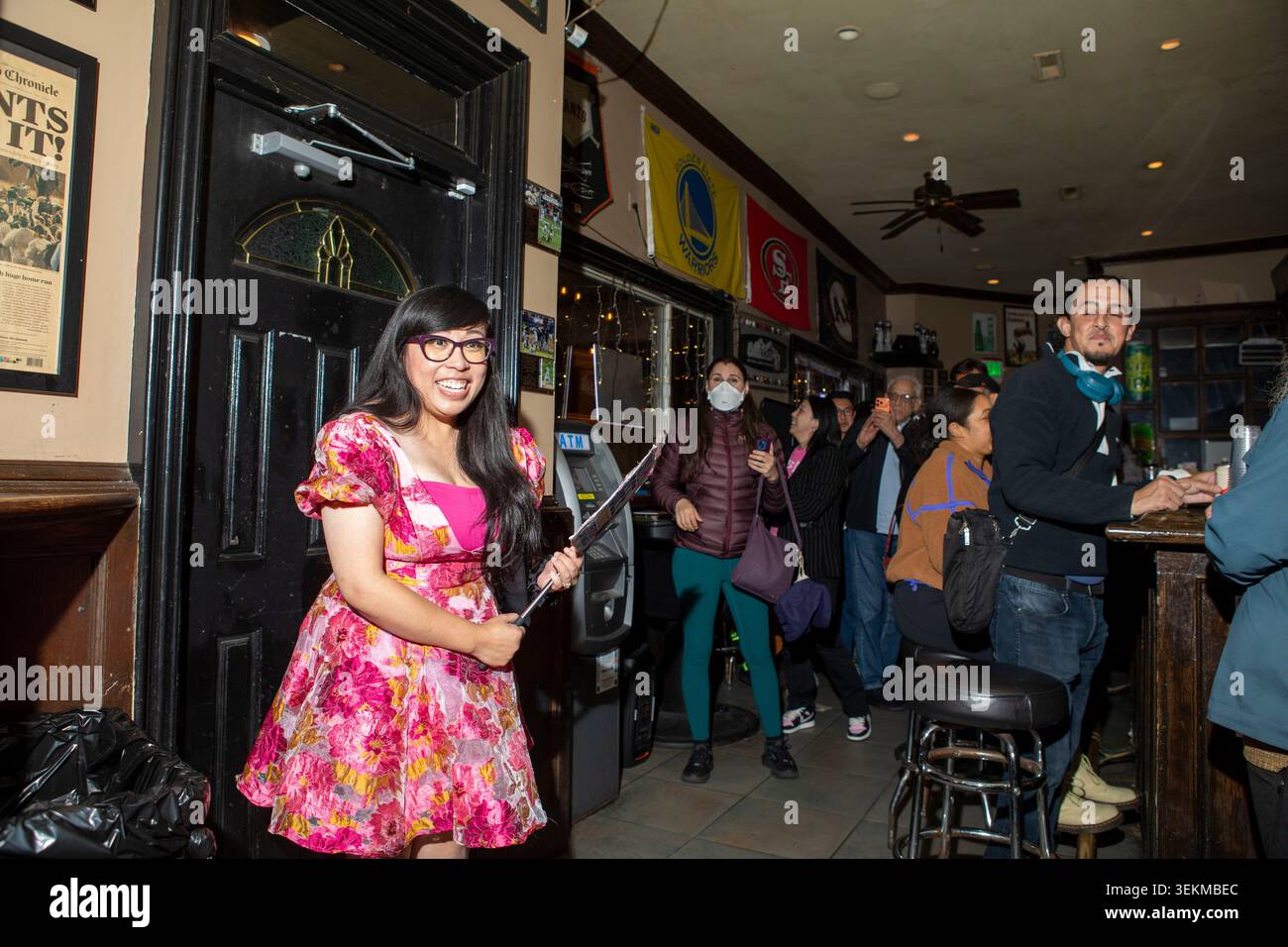 Natalie Gee arrives to her election night watch party in San Francisco ...
