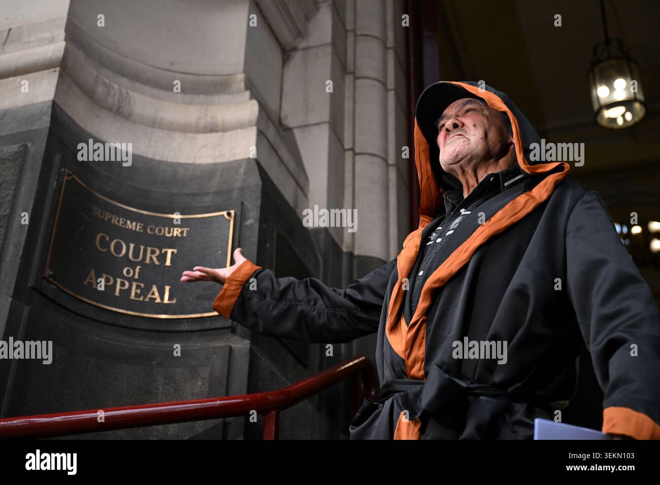 Uncle Robbie Thorpe speaks outside the Victoria state Supreme Court of ...
