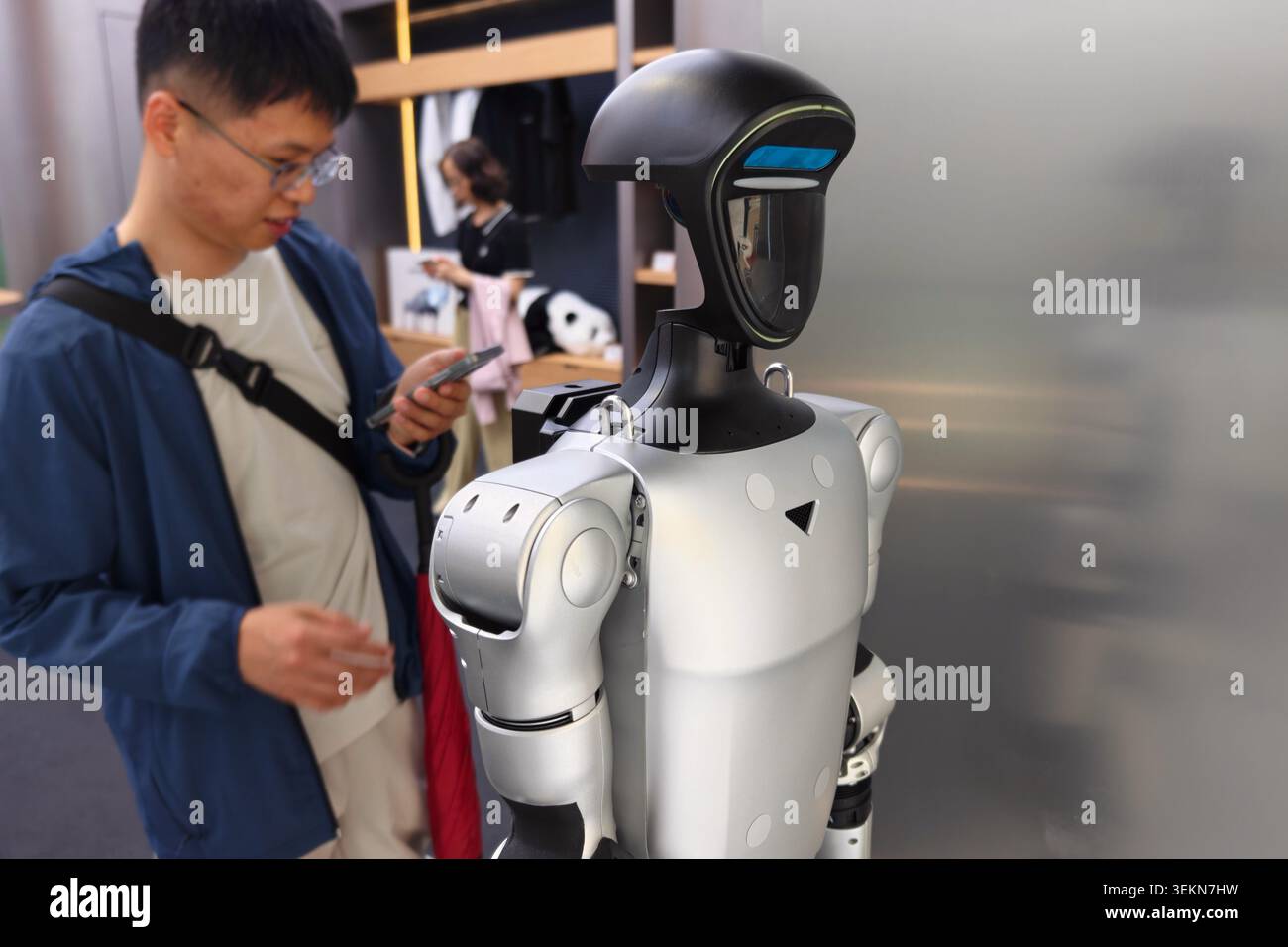 A humanoid for retail at a Unitree shop in a department store in ...