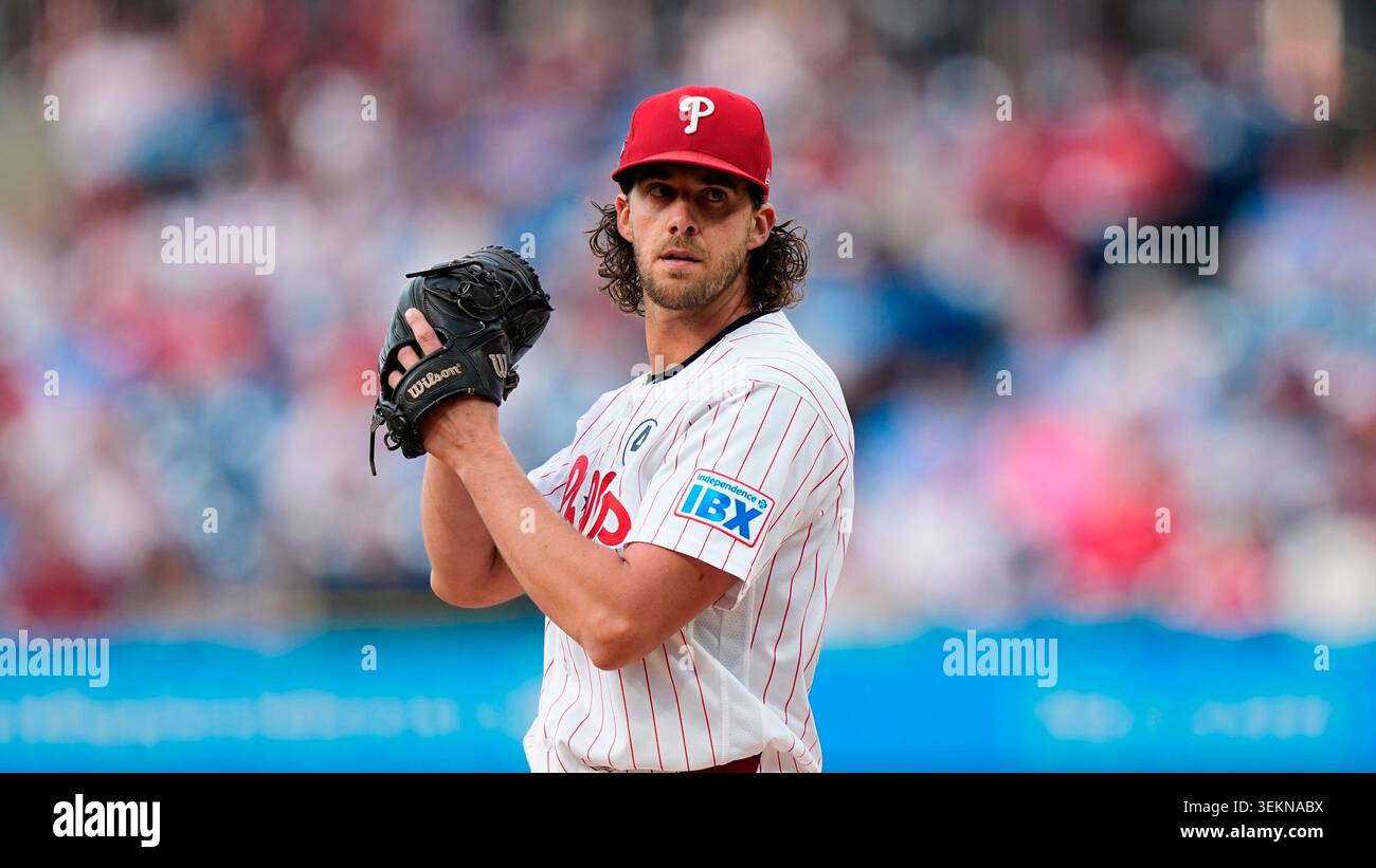 Philadelphia Phillies' Aaron Nola plays during a baseball game Tuesday ...