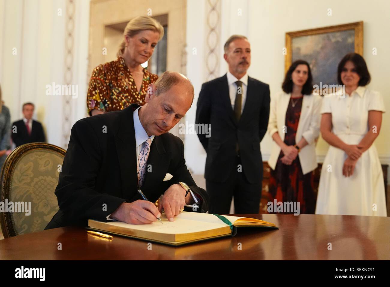 The Duke of Edinburgh signs a book at Porto Town Hall, as part of the ...