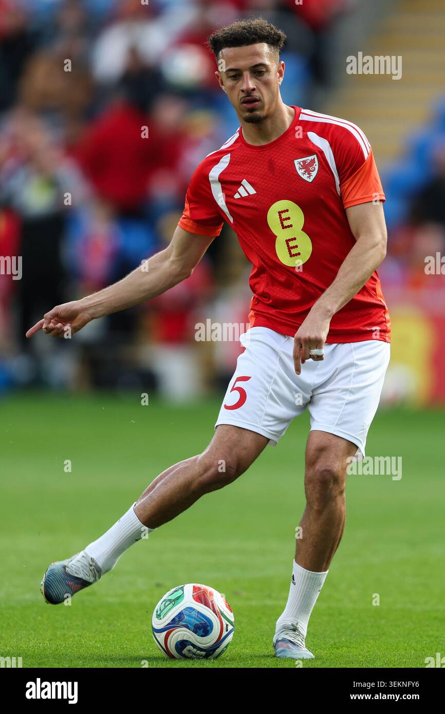 Cardiff, Wales, 2nd June 2026. Ethan Ampadu of Wales during the pre ...