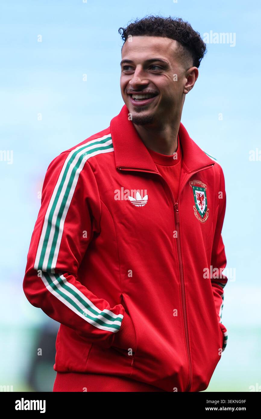 Cardiff, Wales, 2nd June 2026. Ethan Ampadu of Wales arrives ahead of ...
