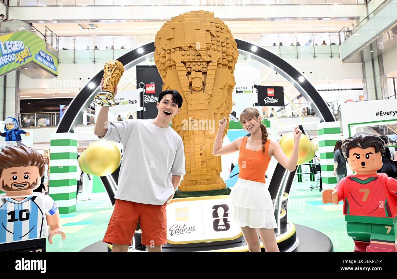 A 3-meter-tall replica of the FIFA World Cup trophy made with 150,000 ...