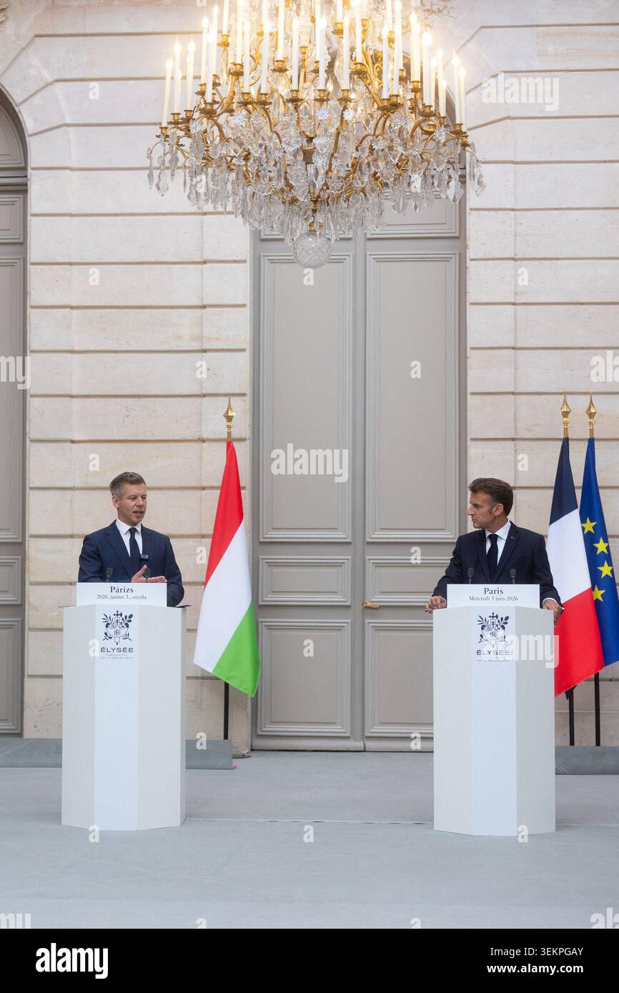France's President Emmanuel Macron and Hungary's Prime Minister Peter ...