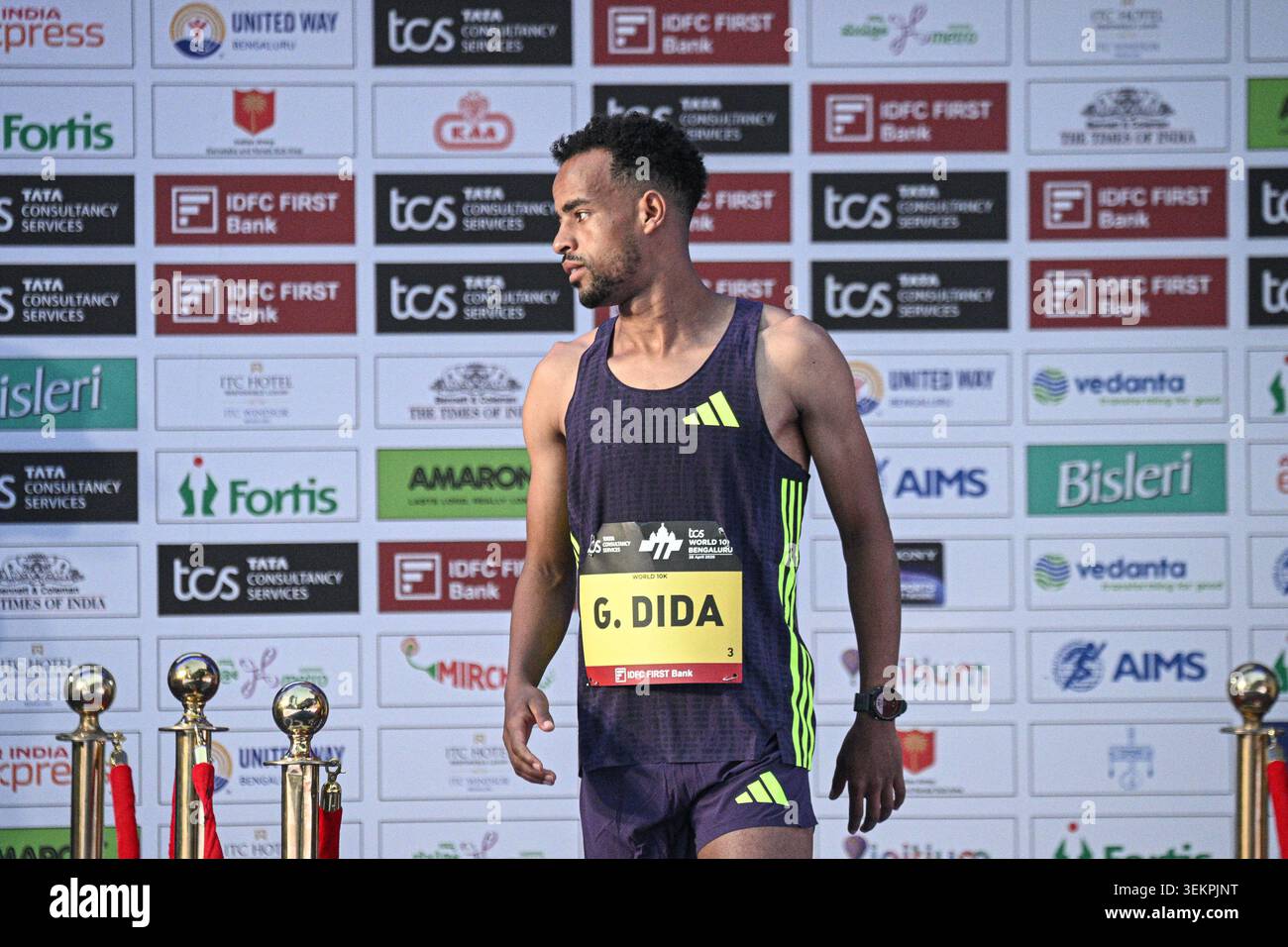 Bengaluru, India. 26th April, 2026. Gemechu Dida (Ethiopia) on action ...