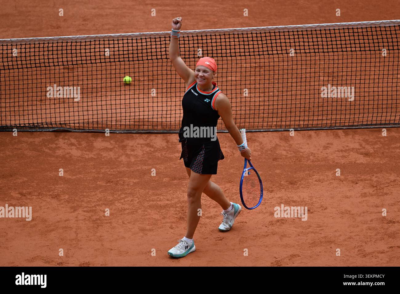 Russia's Diana Shnaider reacts after winning the quarterfinal tennis ...