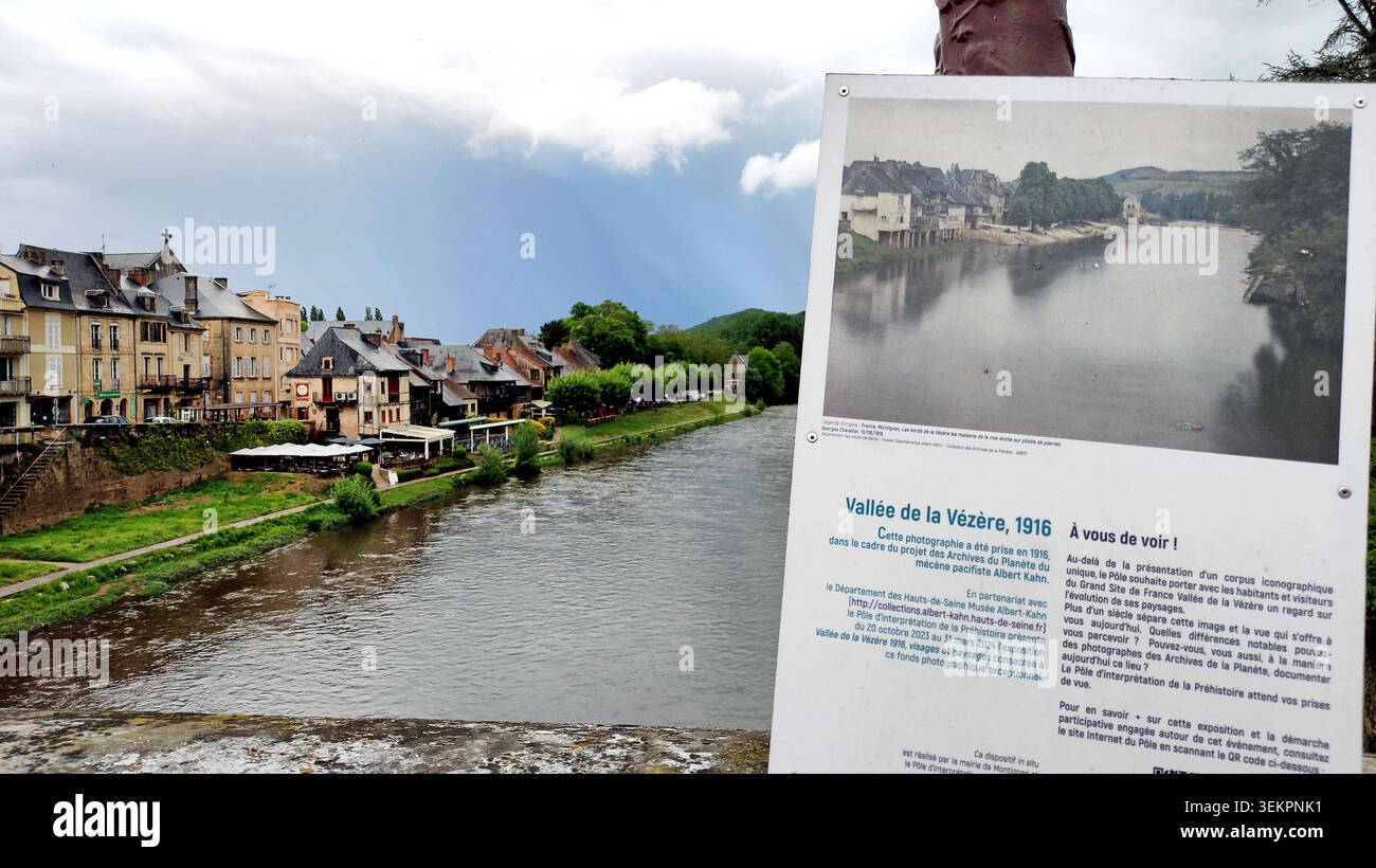 06.05.2026, Montignac - Frankreich. Ansicht damals und heute auf einem ...
