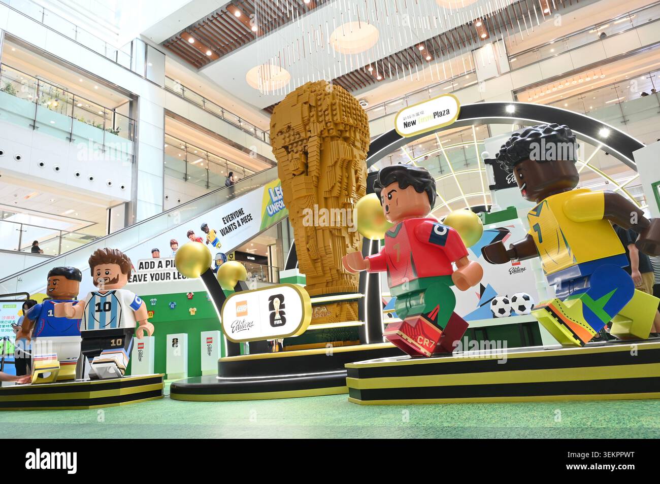 A general view showing Lego exhibits of World Cup in New Town City ...