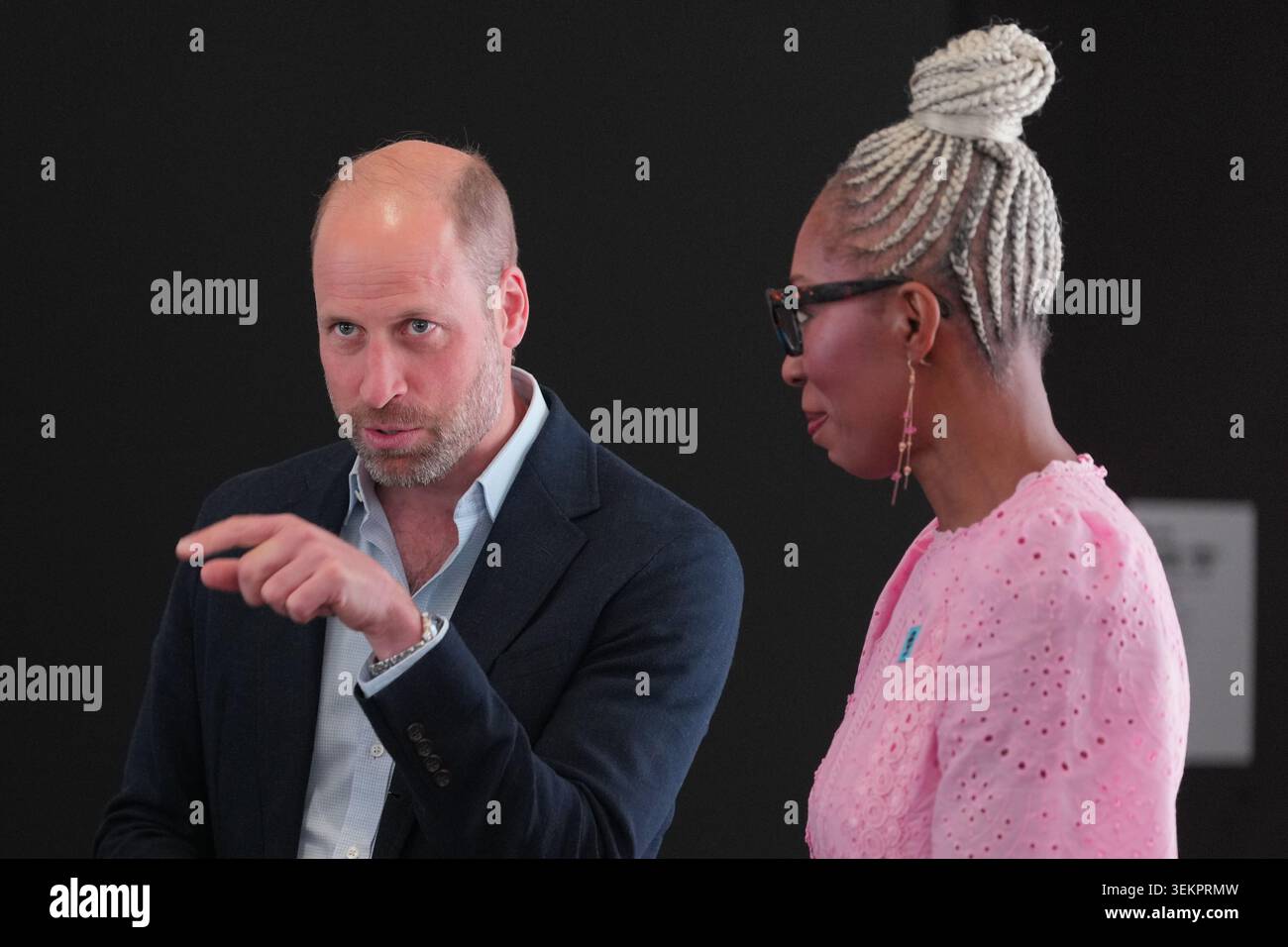 Britain's Prince William speaks with Tessy Ojo CEO of The Diana Award ...