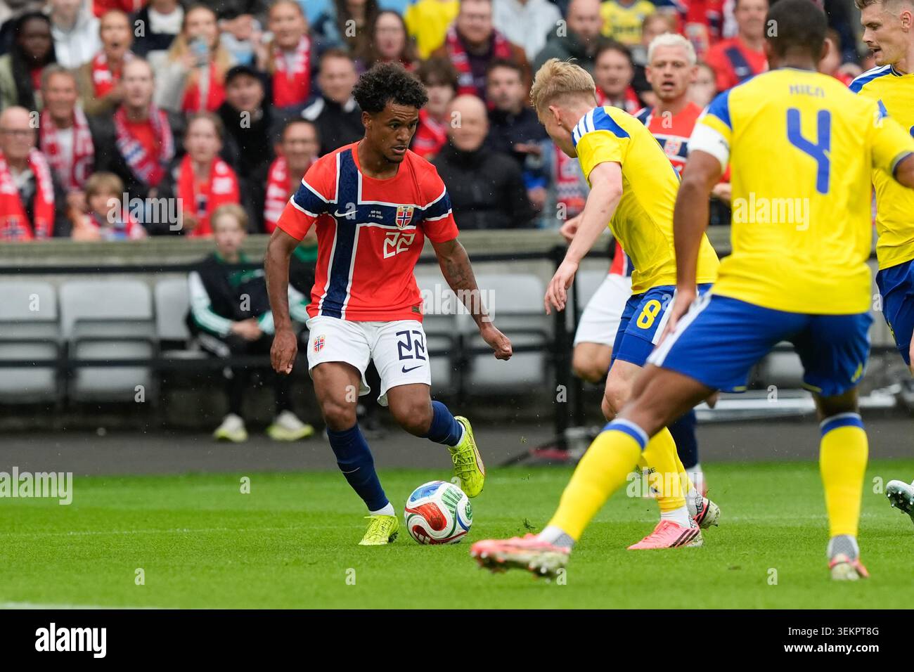 Oslo 20260601. Oscar Bobb during the men's international football match ...