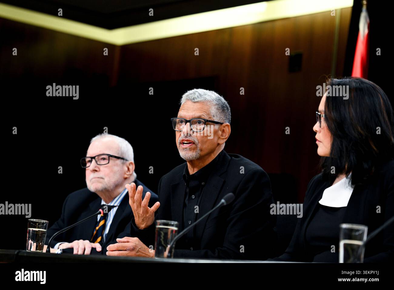Ehab Lotaye, of the Canadian Boat to Gaza, speaks during a press ...