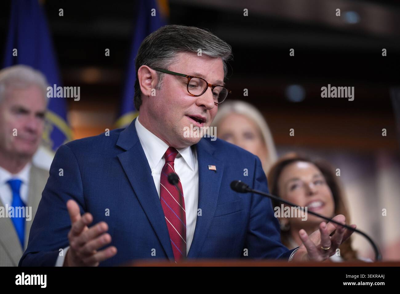 Speaker of the House Mike Johnson, R-La., joined by GOP leaders, talks ...