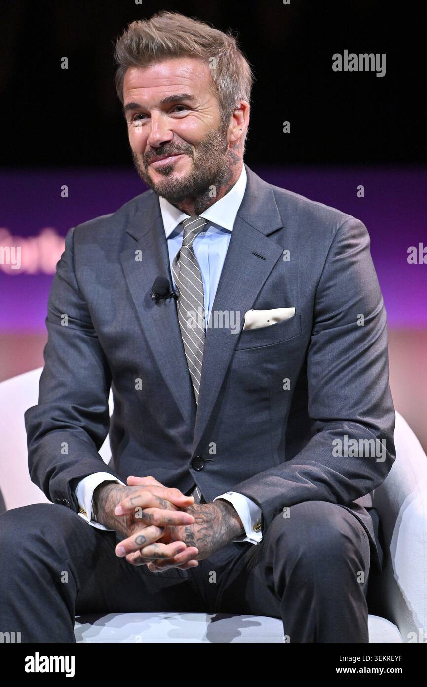 Sir David Beckham, Co-Owner Inter Miami CF, speaks at the 2026 Forbes ...