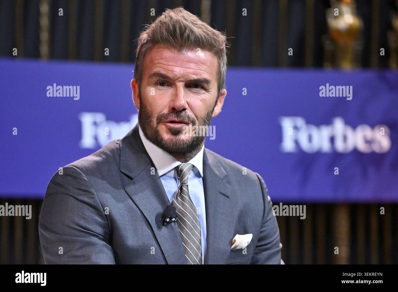 Sir David Beckham, Co-Owner Inter Miami CF, speaks at the 2026 Forbes ...