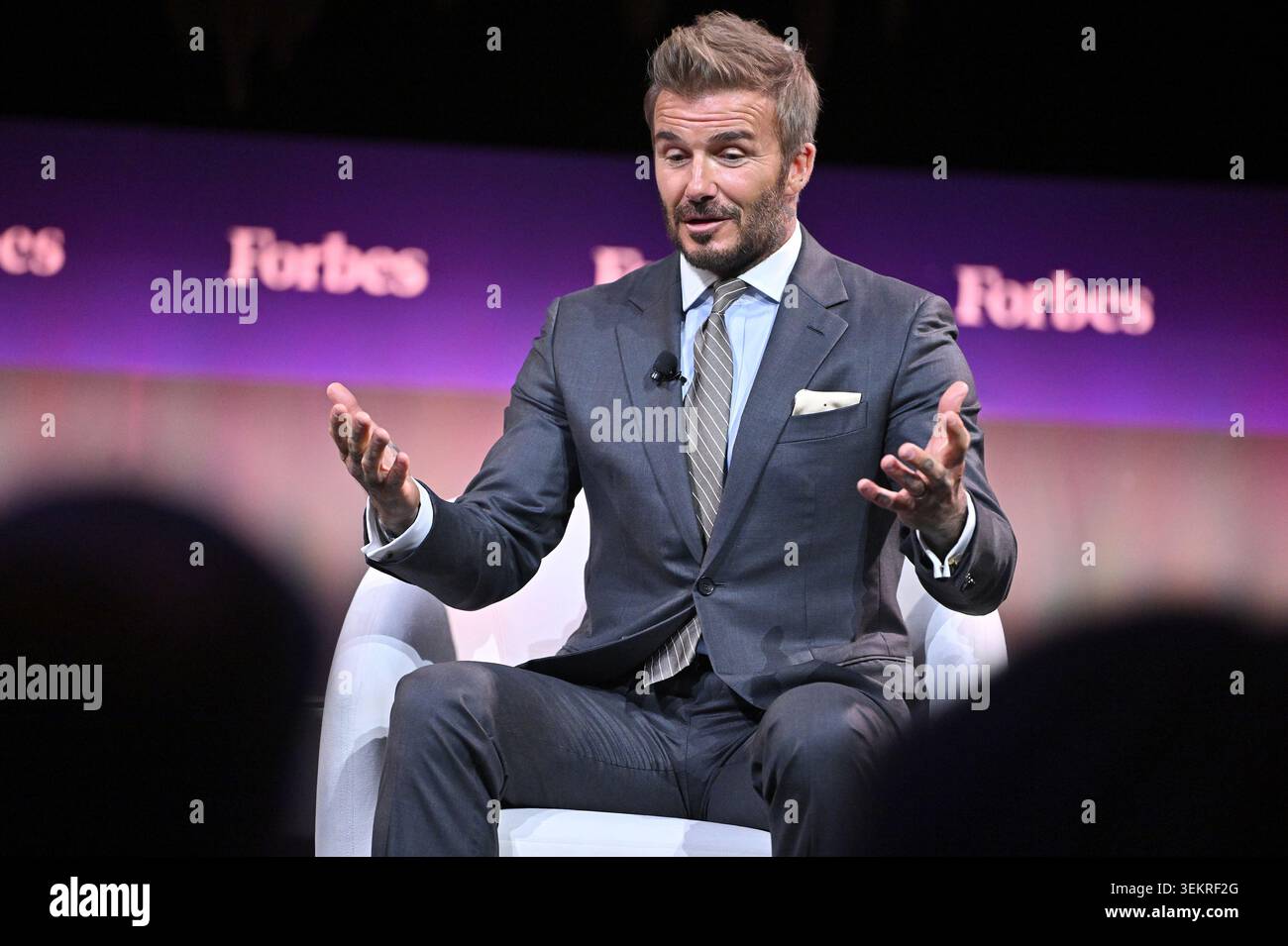 Sir David Beckham, Co-Owner Inter Miami CF, speaks at the 2026 Forbes ...