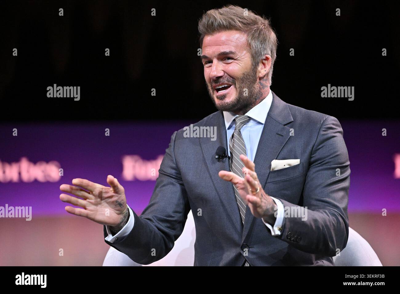 Sir David Beckham, Co-Owner Inter Miami CF, speaks at the 2026 Forbes ...