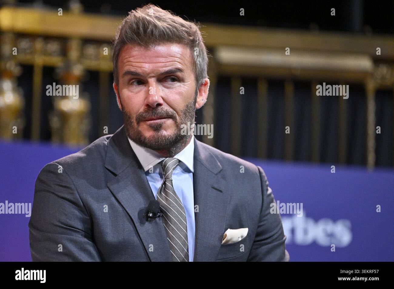 Sir David Beckham, Co-Owner Inter Miami CF, speaks at the 2026 Forbes ...