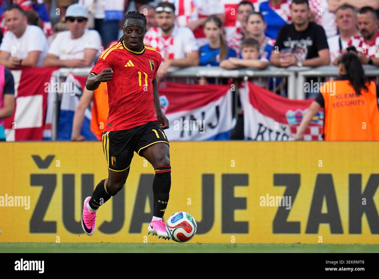 Belgium's Jeremy Doku is in action during the international friendly ...