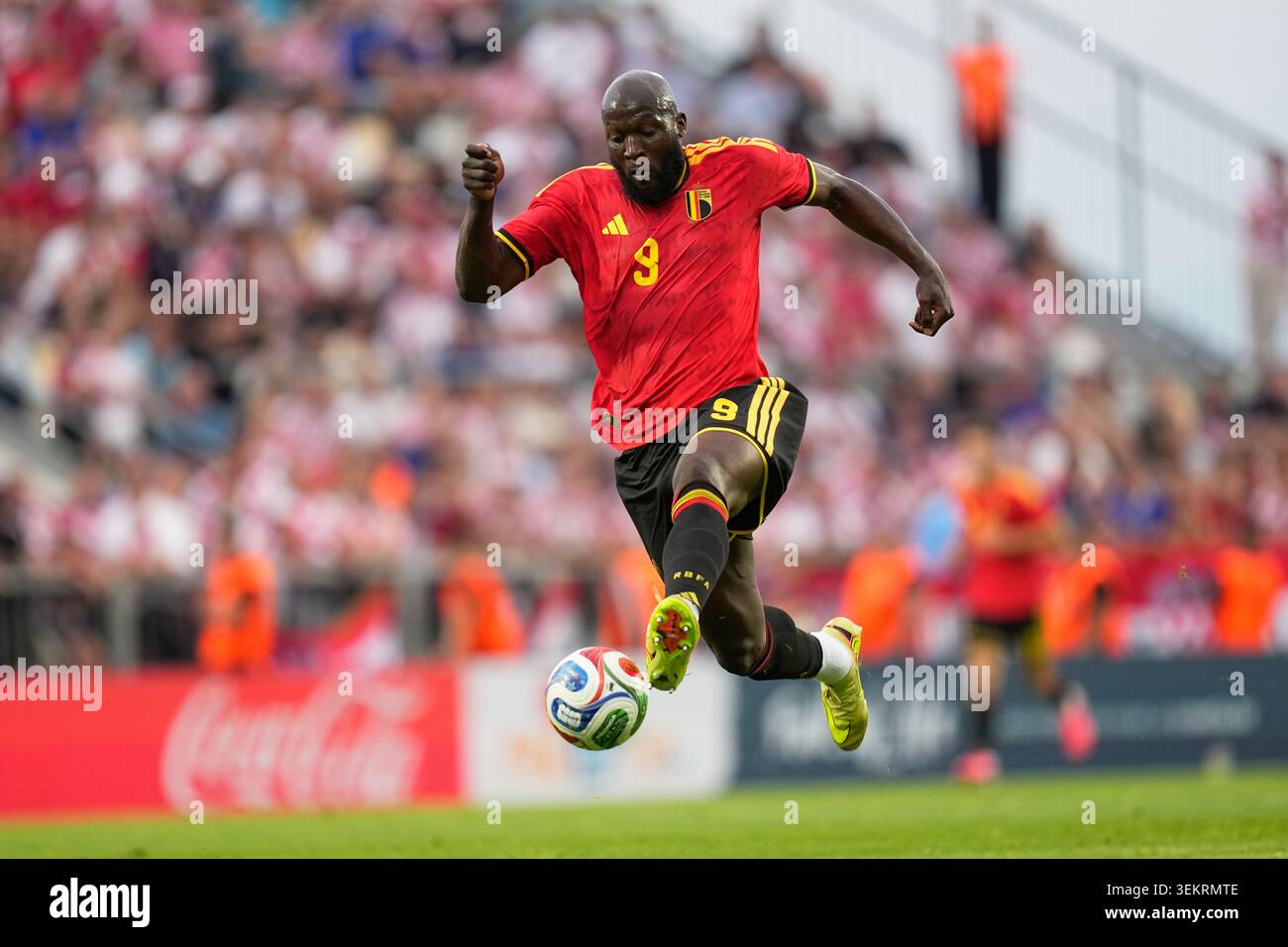 Belgium's Romelu Lukaku is in action during the international friendly ...
